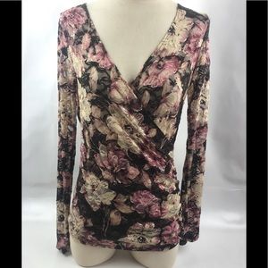 ¨Cache | Tops | Cache Nylon Flowery Long Sleeve Top Sz L | Poshmark